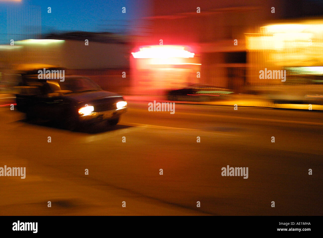 Fast moving truck blurred motion colorful background long exposure ...