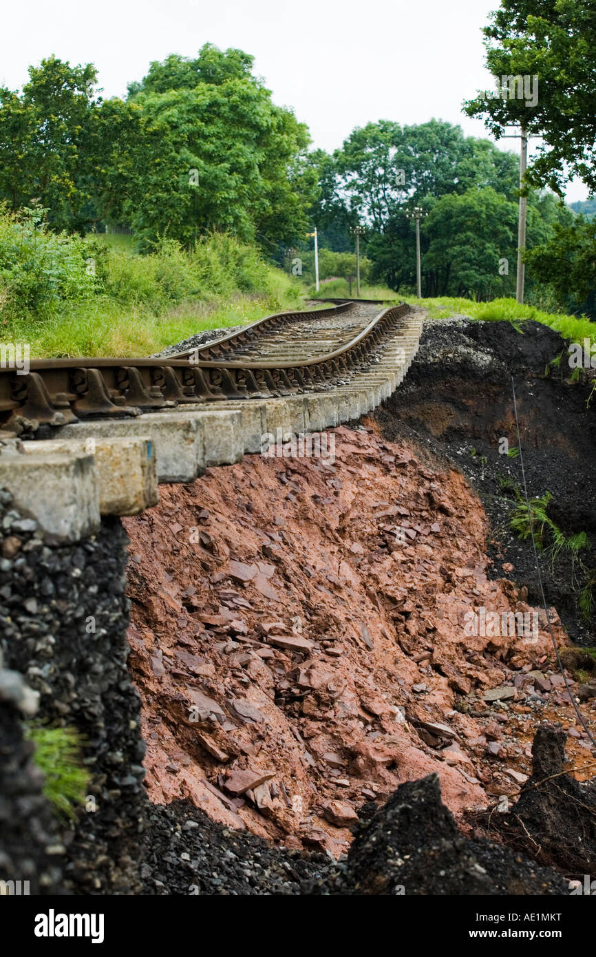 Landslip under railway bridge at Highley on the Severn Valley Railway ...