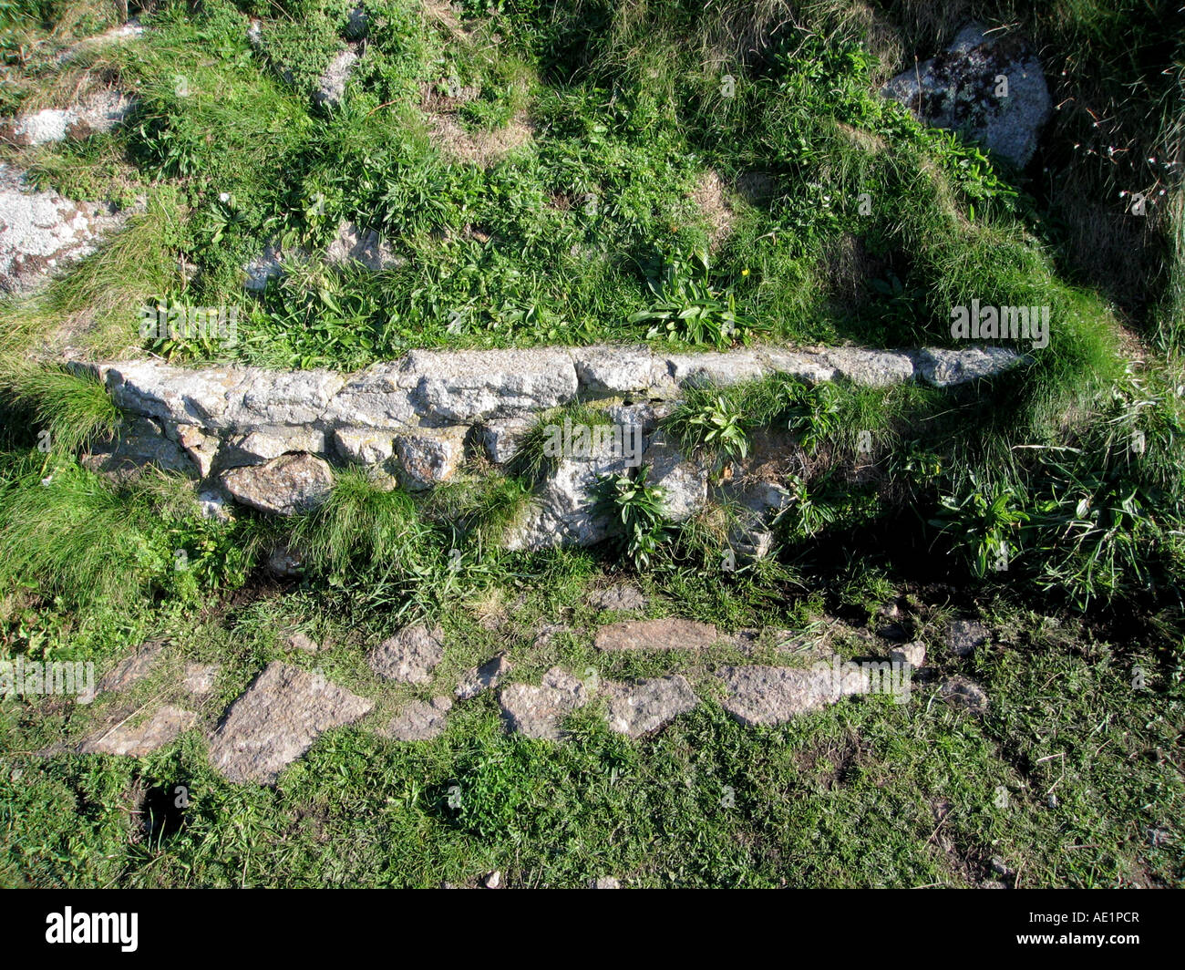 Rock bench along the South West Coastal Path Cornwall England UK Stock ...