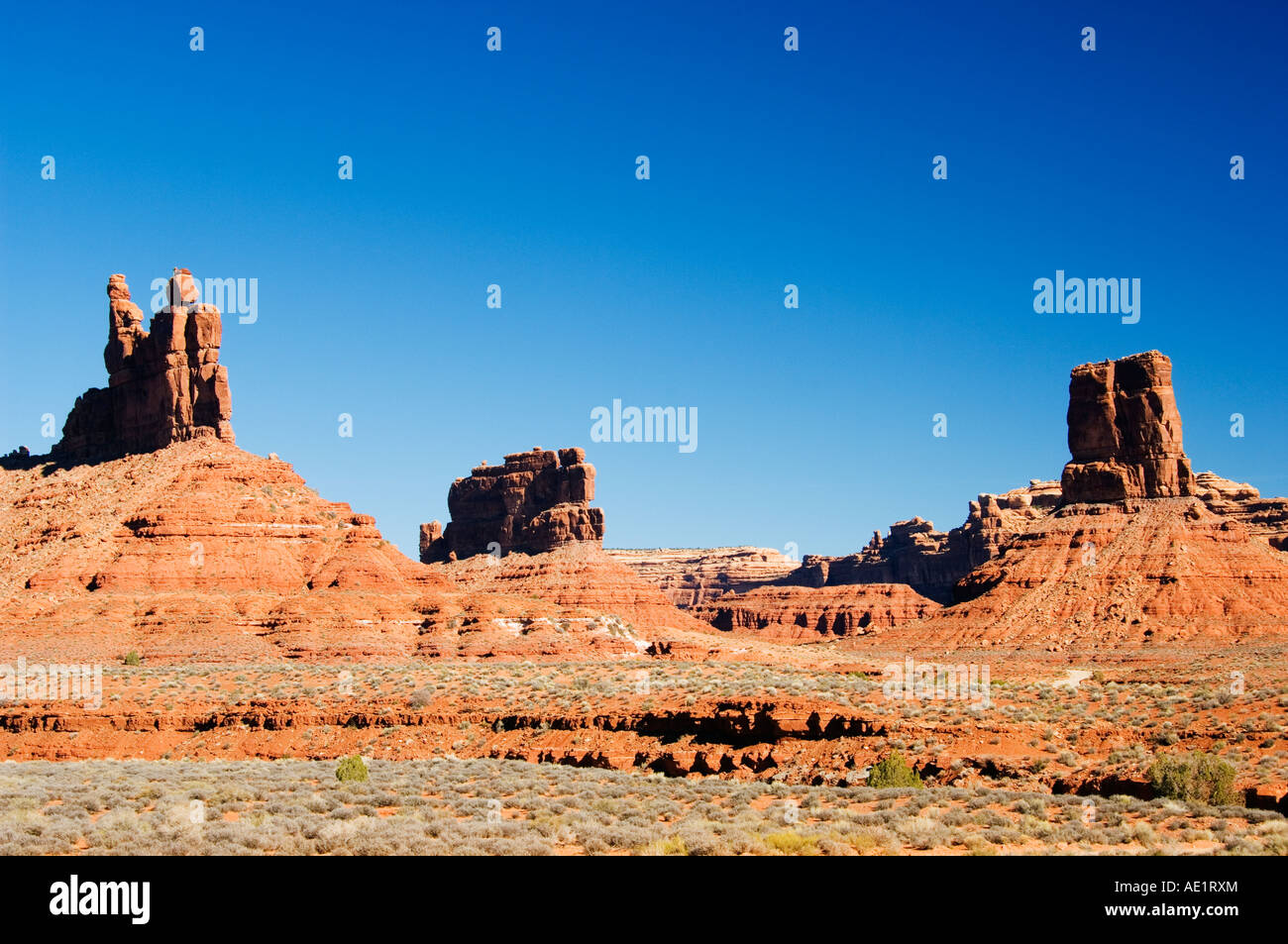 Sandstone spires at Valley of the Gods near Monument Valley Utah USA ...