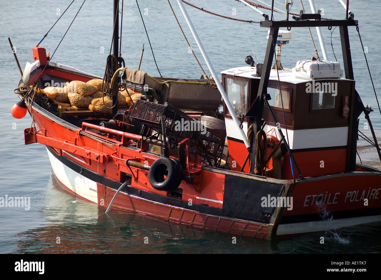 SCALLOP TRAWLER BOAT ERQUY FISHING HARBOUR BRITTANY FRANCE Stock Photo ...