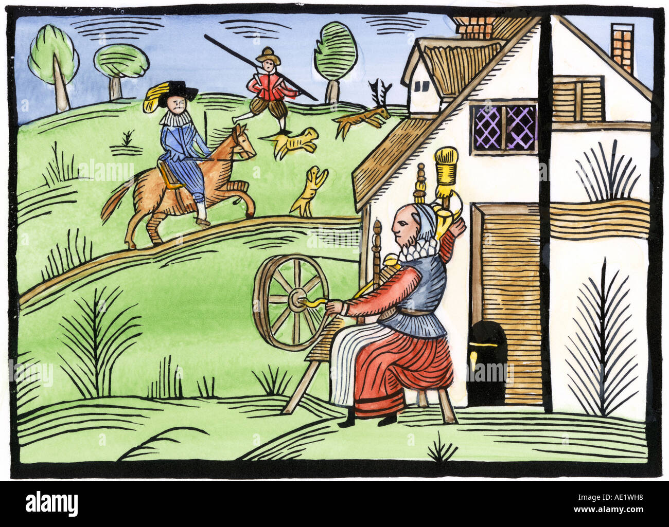 17th century woman spinning hi-res stock photography and images - Alamy
