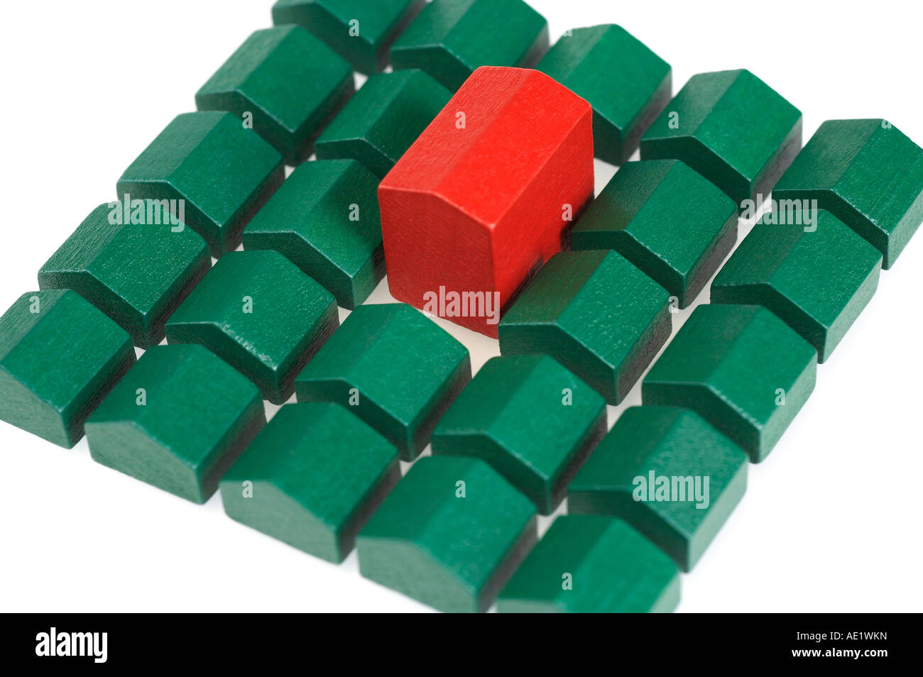 Monopoly houses forming a block Stock Photo - Alamy