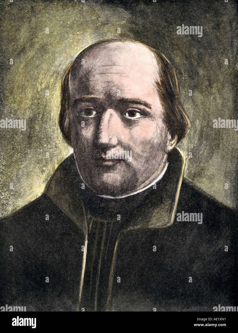 French Jesuit missionary and explorer Jacques Marquette. Hand-colored ...
