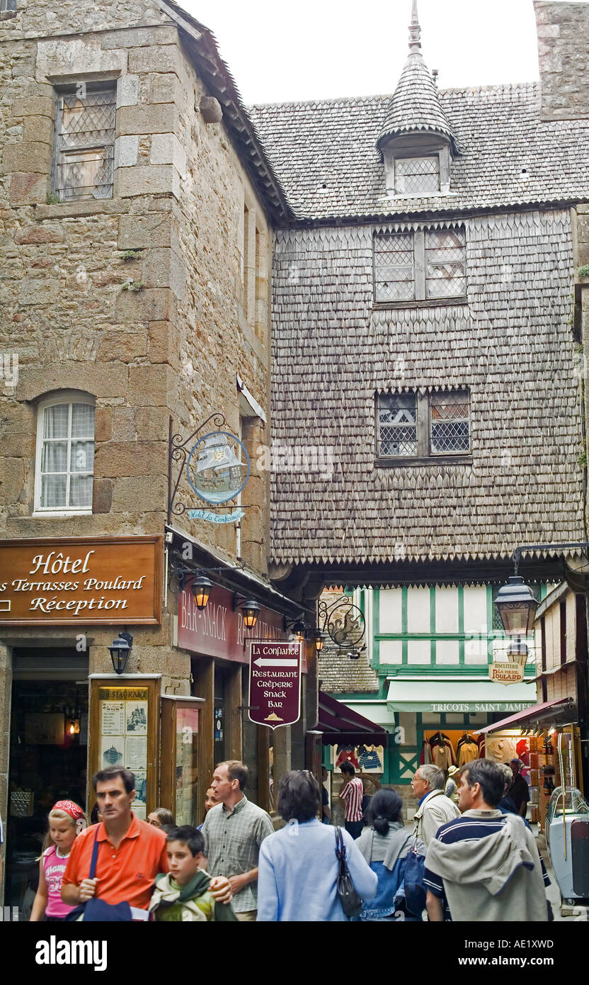 Grande Rue main street in Mont St-Michel mount Normandy France Stock ...