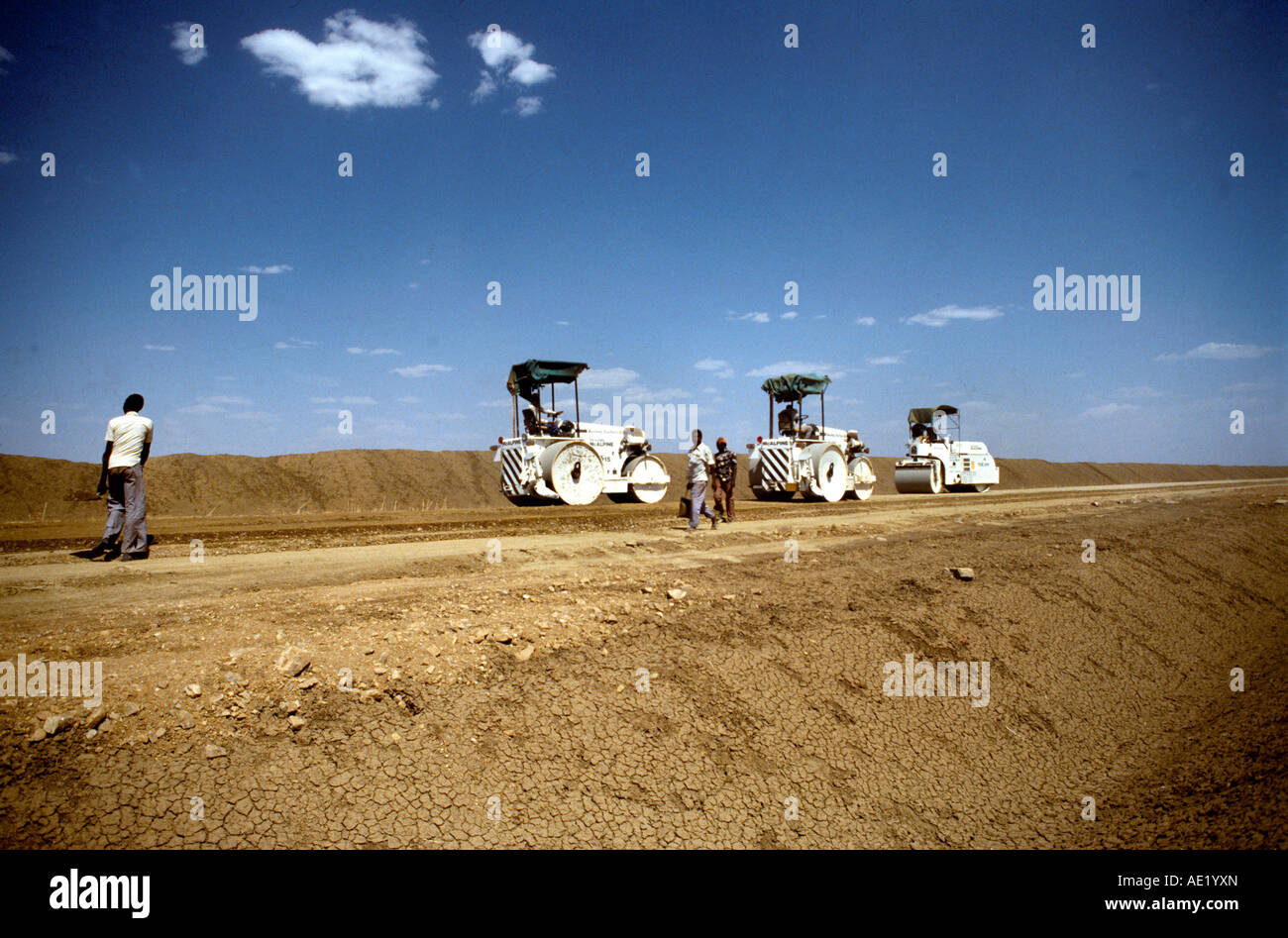 Rahad Sudan Road Construction Three Rollers Packing Dirt Stock Photo ...