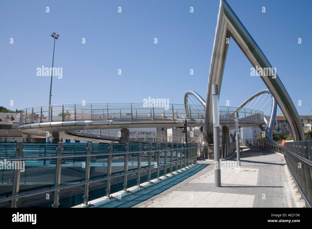 Bridge connects town centre to holyhead port hi-res stock photography ...