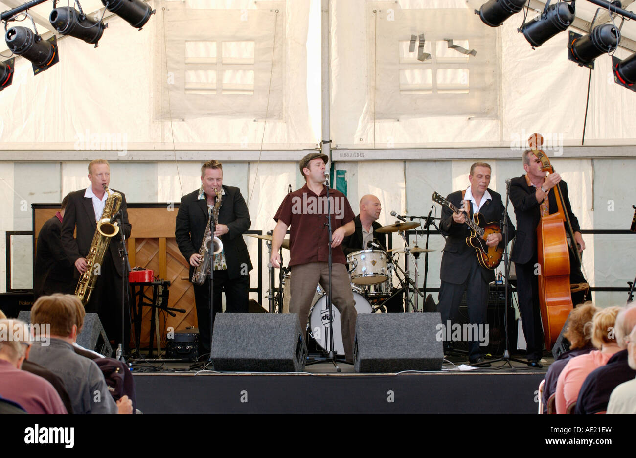 Ocean's Seven performing at Brecon Jazz Festival Powys Wales UK Stock ...