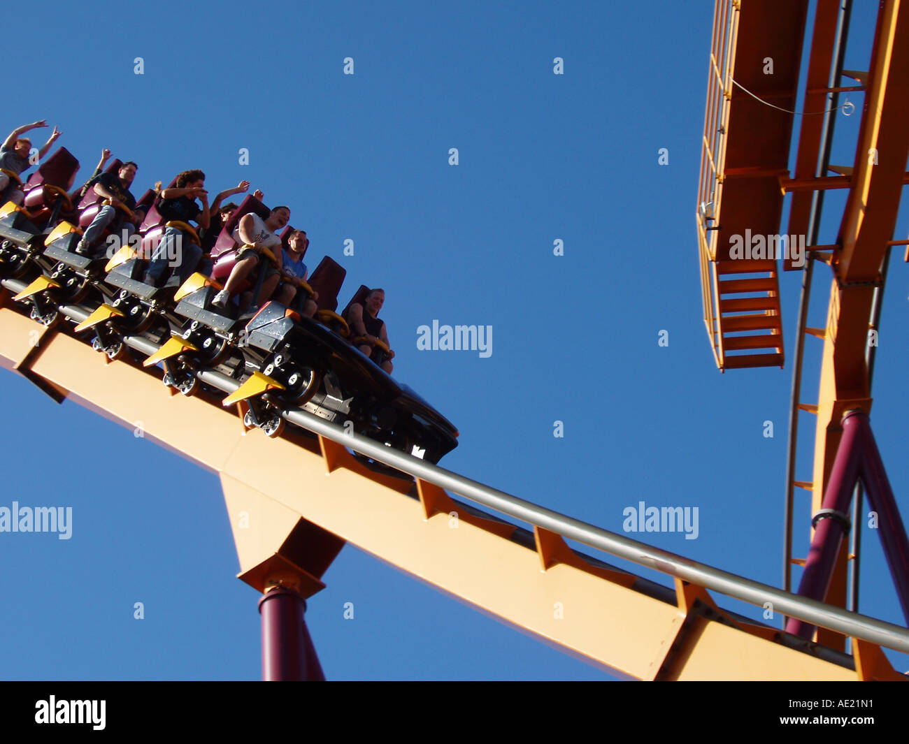 Six Flags Raging Bull Roller Coaster Stock Photo - Alamy