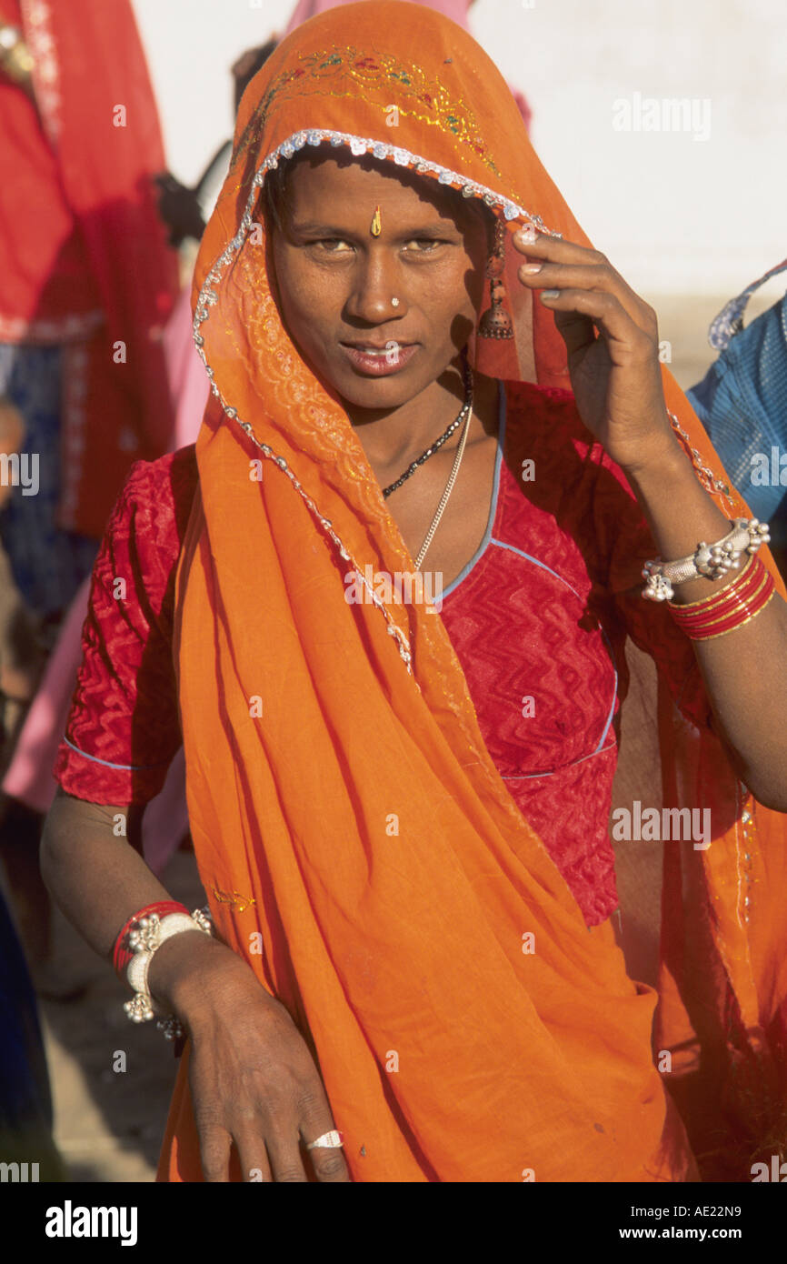 India Rajasthan Pushkar woman portrait Stock Photo - Alamy