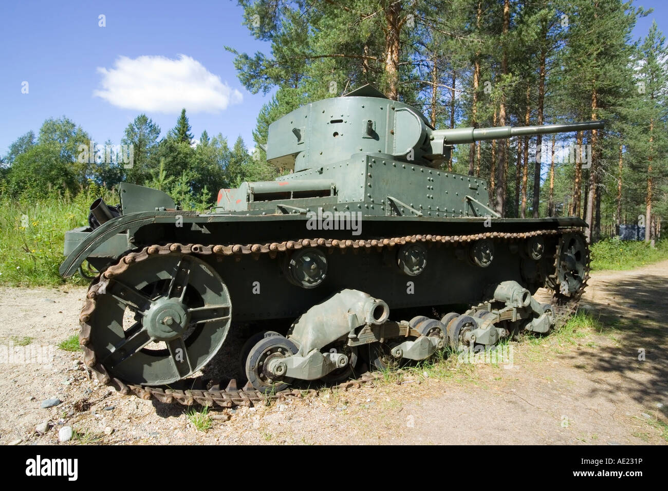 Old tank in Jyrkänkoski Kuhmo Finland Stock Photo - Alamy