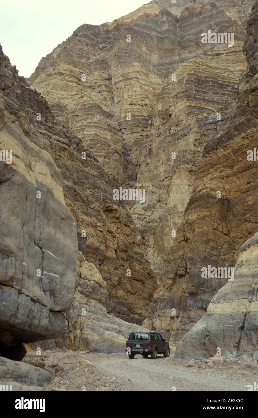 California Death Valley National Park Jeep driving through Titus Canyon ...
