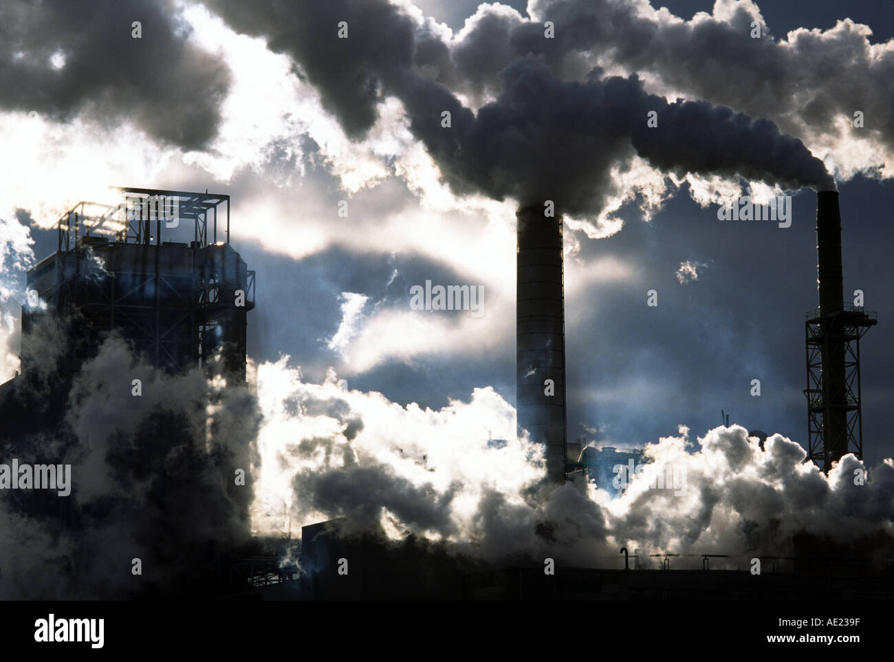 industry factory smokestack pollution Stock Photo - Alamy