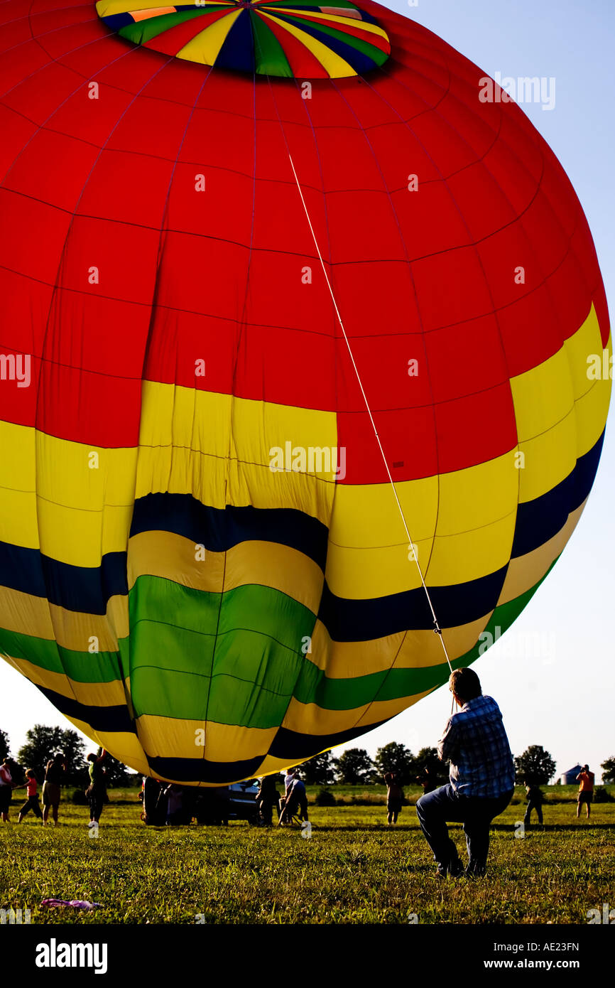 Hot Air Baloon being inflated for flight Stock Photo - Alamy