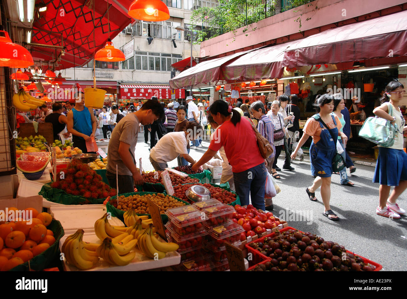 Lychee sell in open street market at Causeway Bay Hong Kong China Stock ...