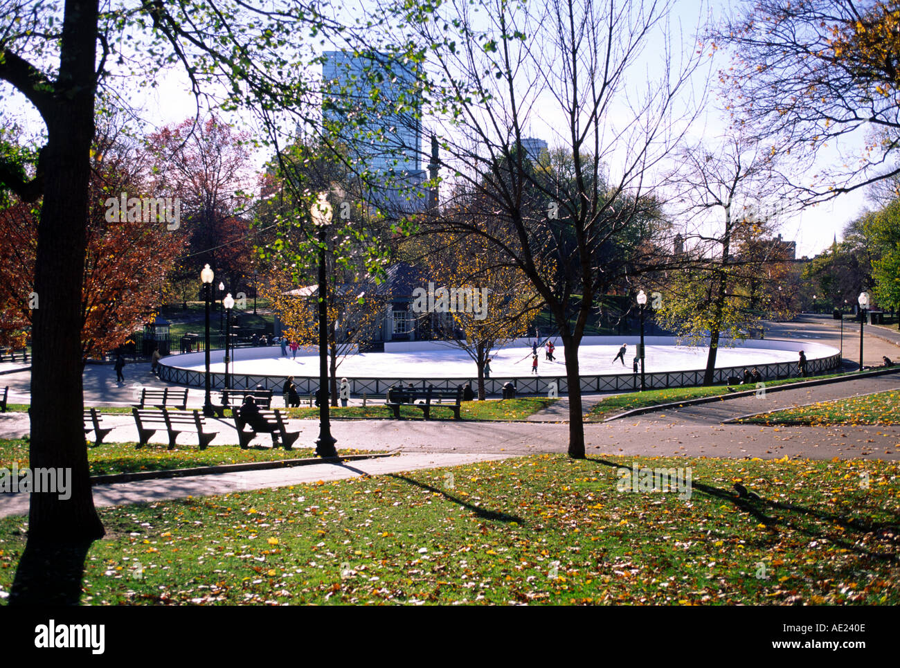Boston Common skating rink winter Stock Photo - Alamy