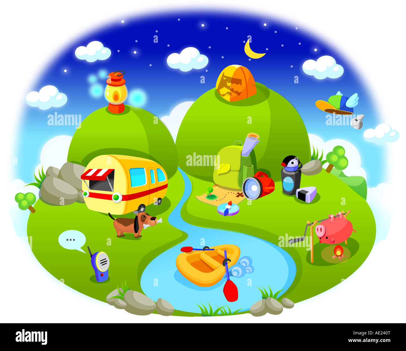 Various things on an island Stock Photo - Alamy