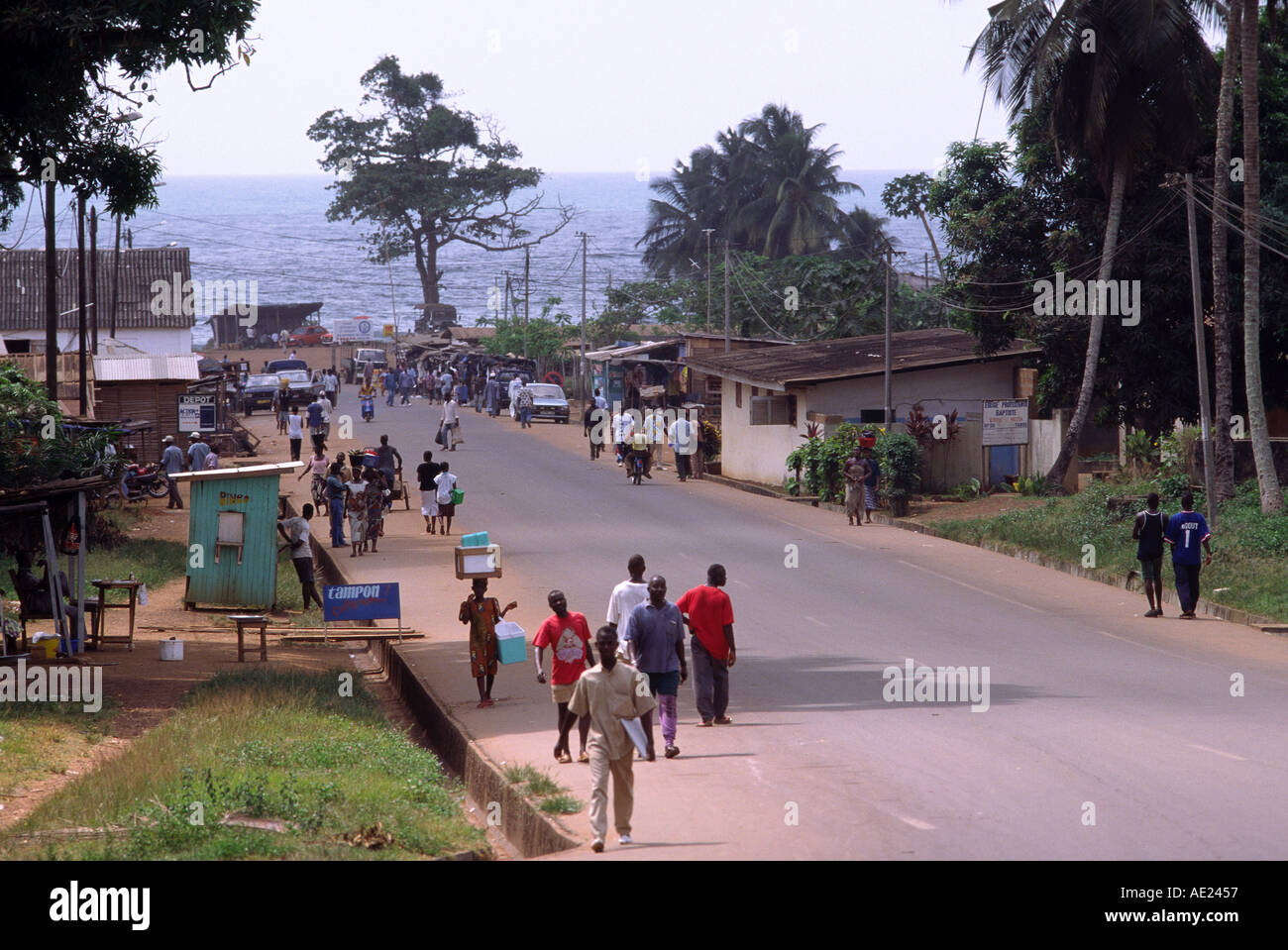 The main street in the town of Tabou, Ivory Coast Stock Photo - Alamy