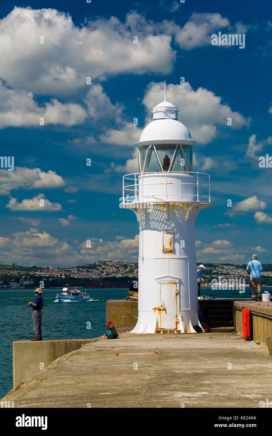 The lighthouse at the end of Brixham Breakwater Stock Photo - Alamy