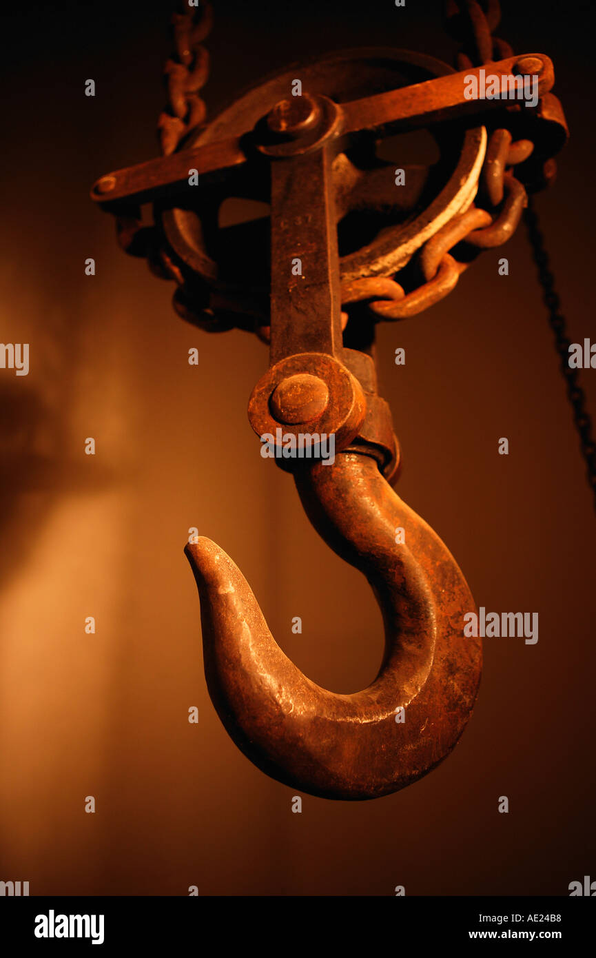 Old Heavy Industrial Crane Hook And Chains High Resolution Stock ...