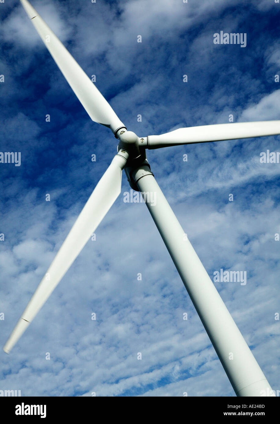 WIND TURBINE WITH BLUE SKY ROYD MOOR SOUTH YORKSHIRE ENGLAND UNITED ...