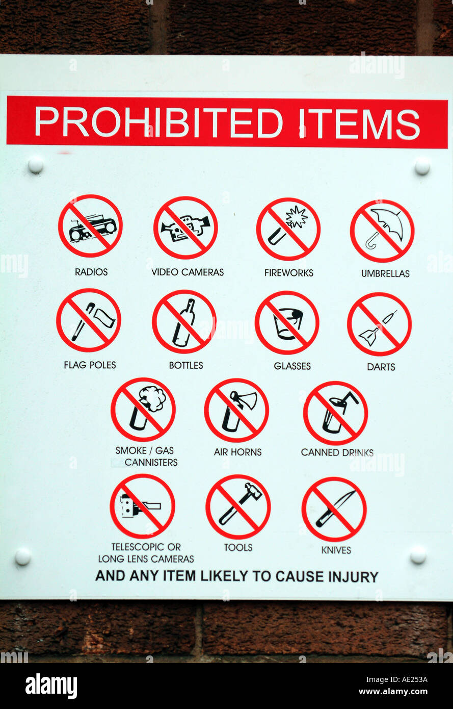 Prohibited items manchester united stadium hi-res stock photography and ...