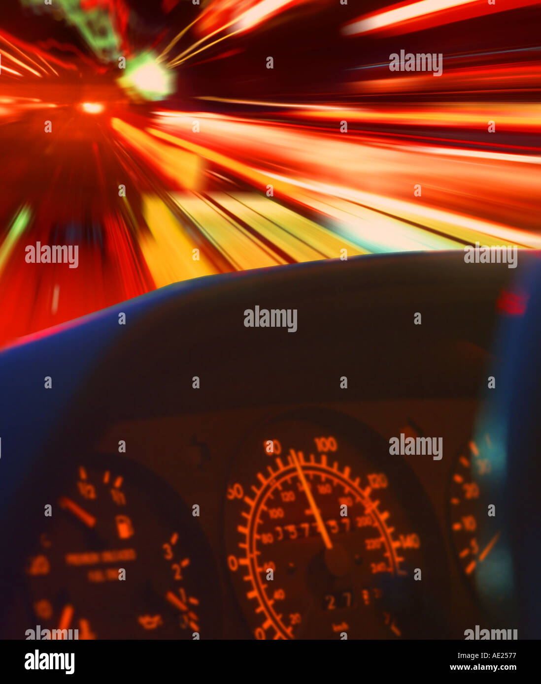 abstract view of speedometer and blurred night traffic Stock Photo - Alamy