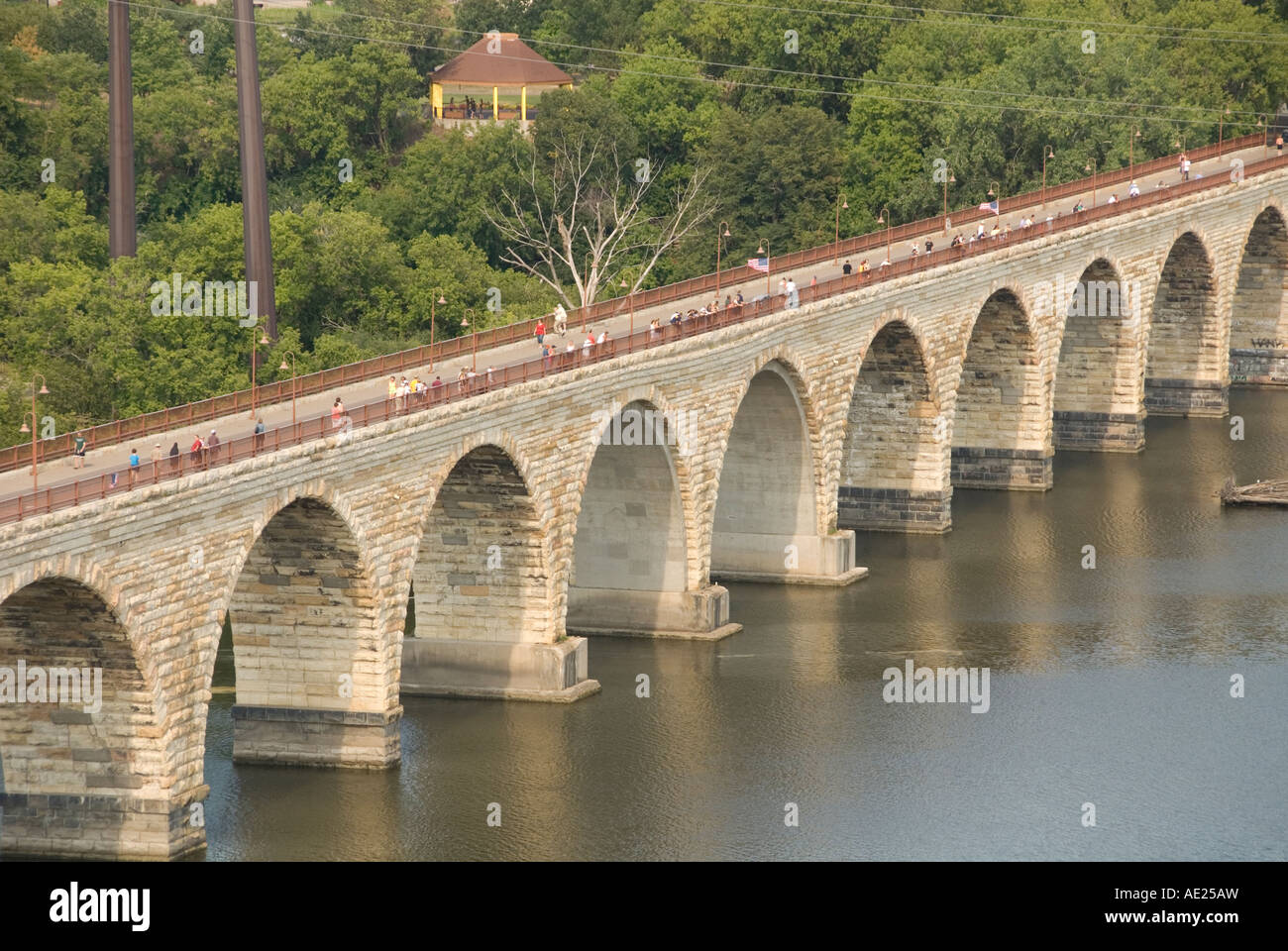 Minnesota Twin Cities Minneapolis Saint Paul Stone Arch Bridge crosses ...