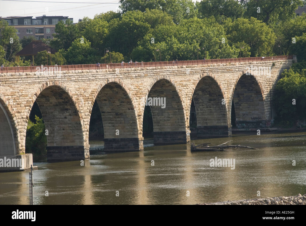 Minnesota Twin Cities Minneapolis Saint Paul Stone Arch Bridge crosses ...