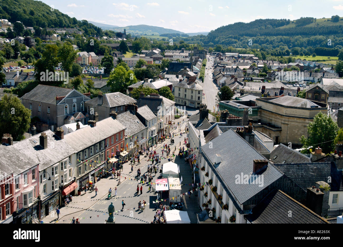 View over Brecon town centre Powys Wales UK GB EU Stock Photo Alamy
