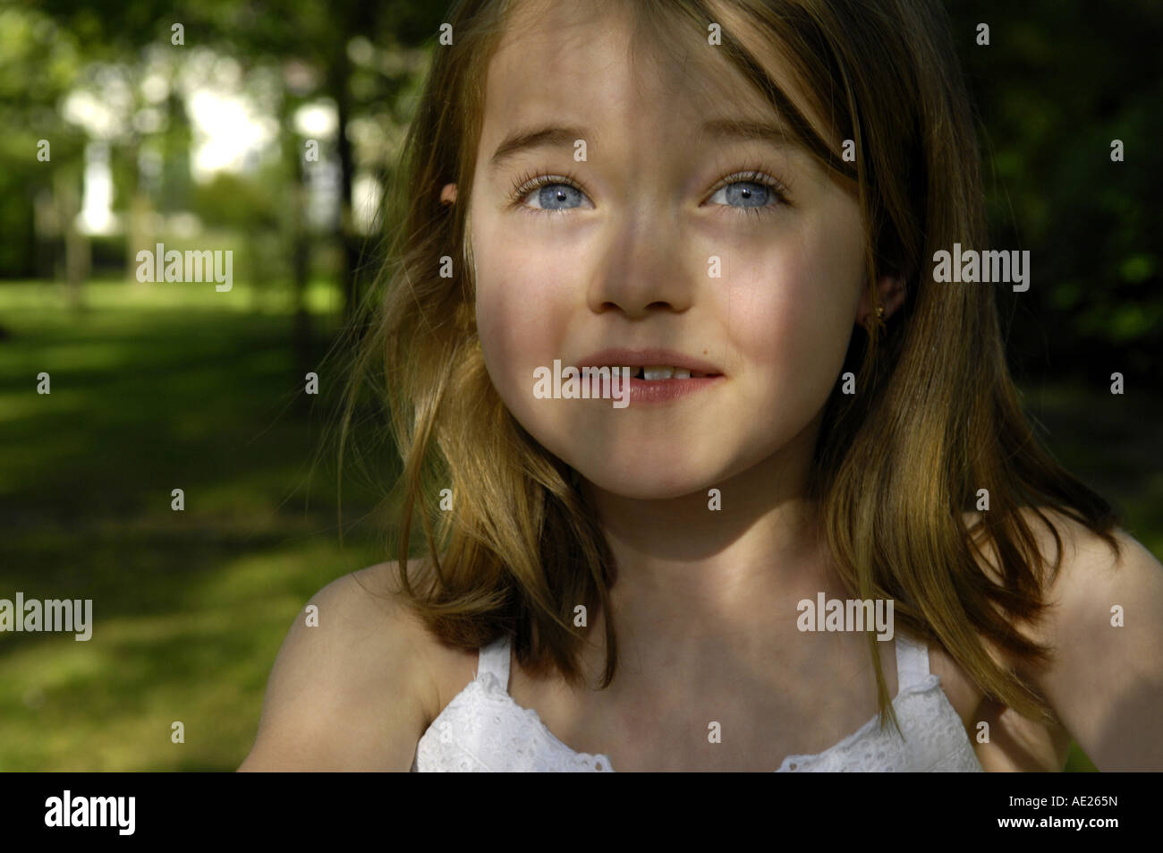 portrait beautiful young girl six years old caucasian portrait face ...