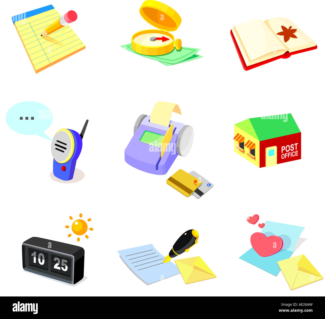 Group of objects on a white background Stock Photo - Alamy