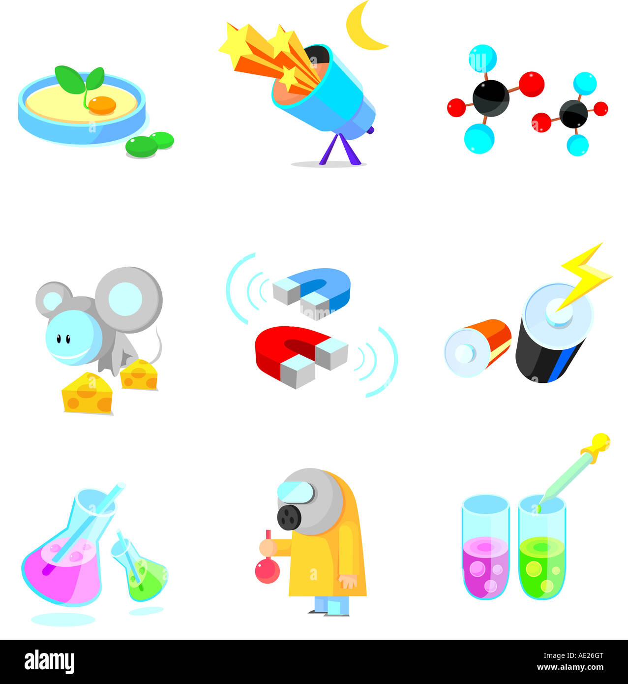 Science related objects on a white background Stock Photo - Alamy