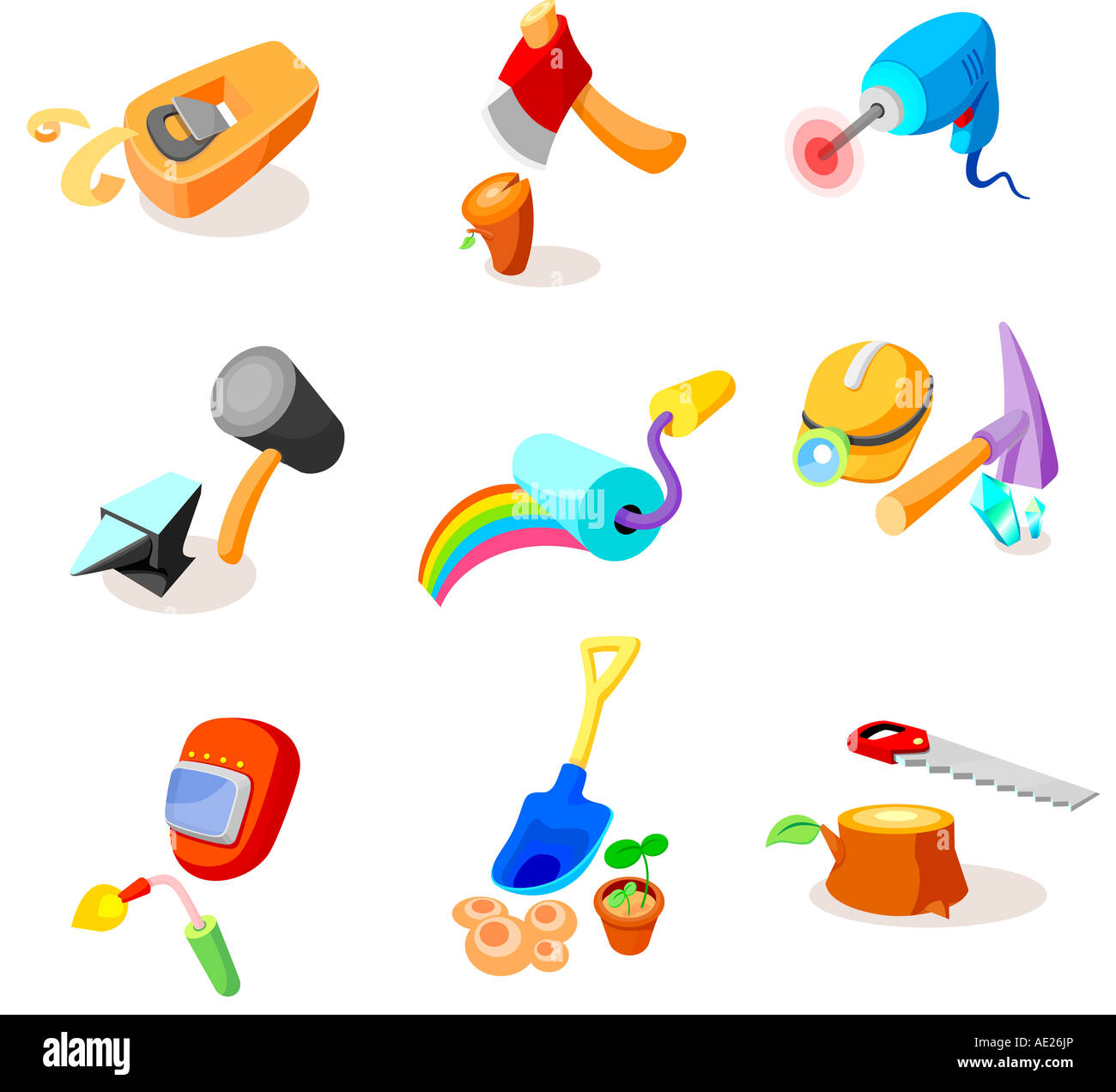 Various hand tools on a white background Stock Photo - Alamy