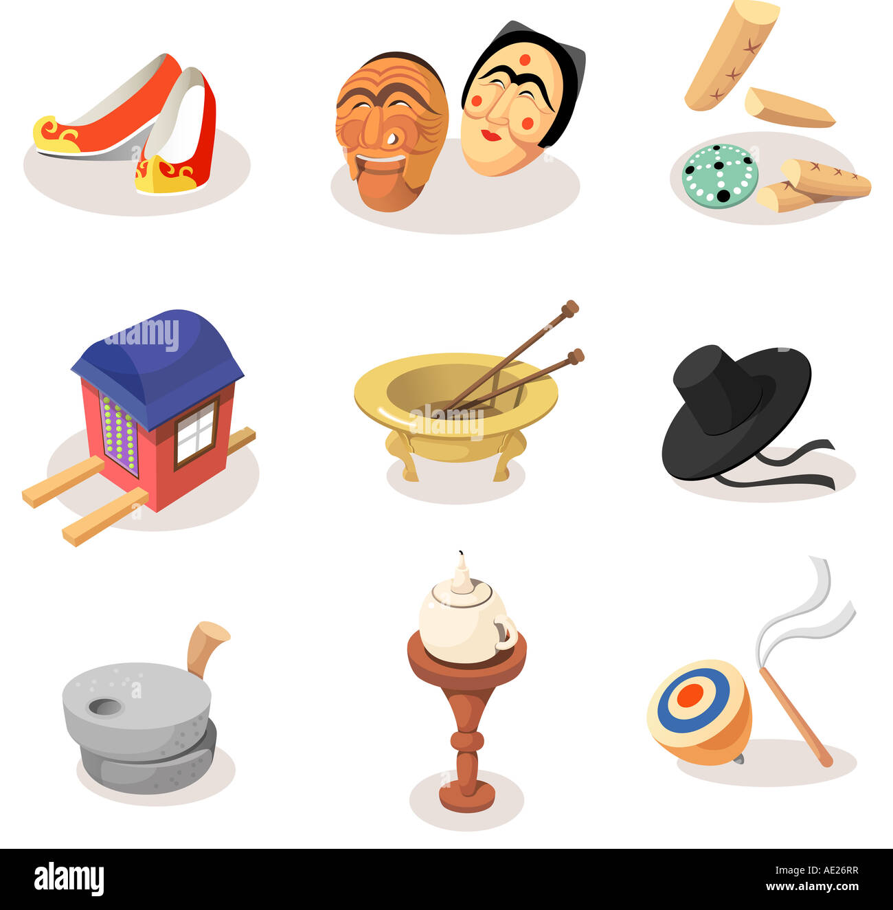 Group of objects on a white background Stock Photo - Alamy