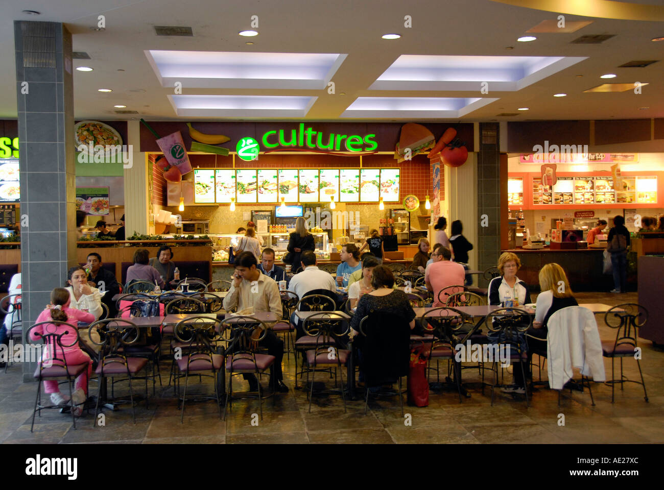 Food court in a large mall offers customers a variety of food ...