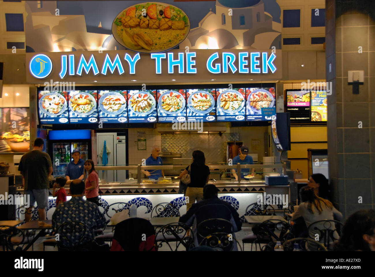 Food court in a large mall offers customers a variety of food ...