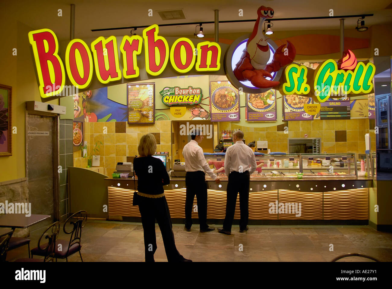 Food court in a large mall offers customers a variety of food ...