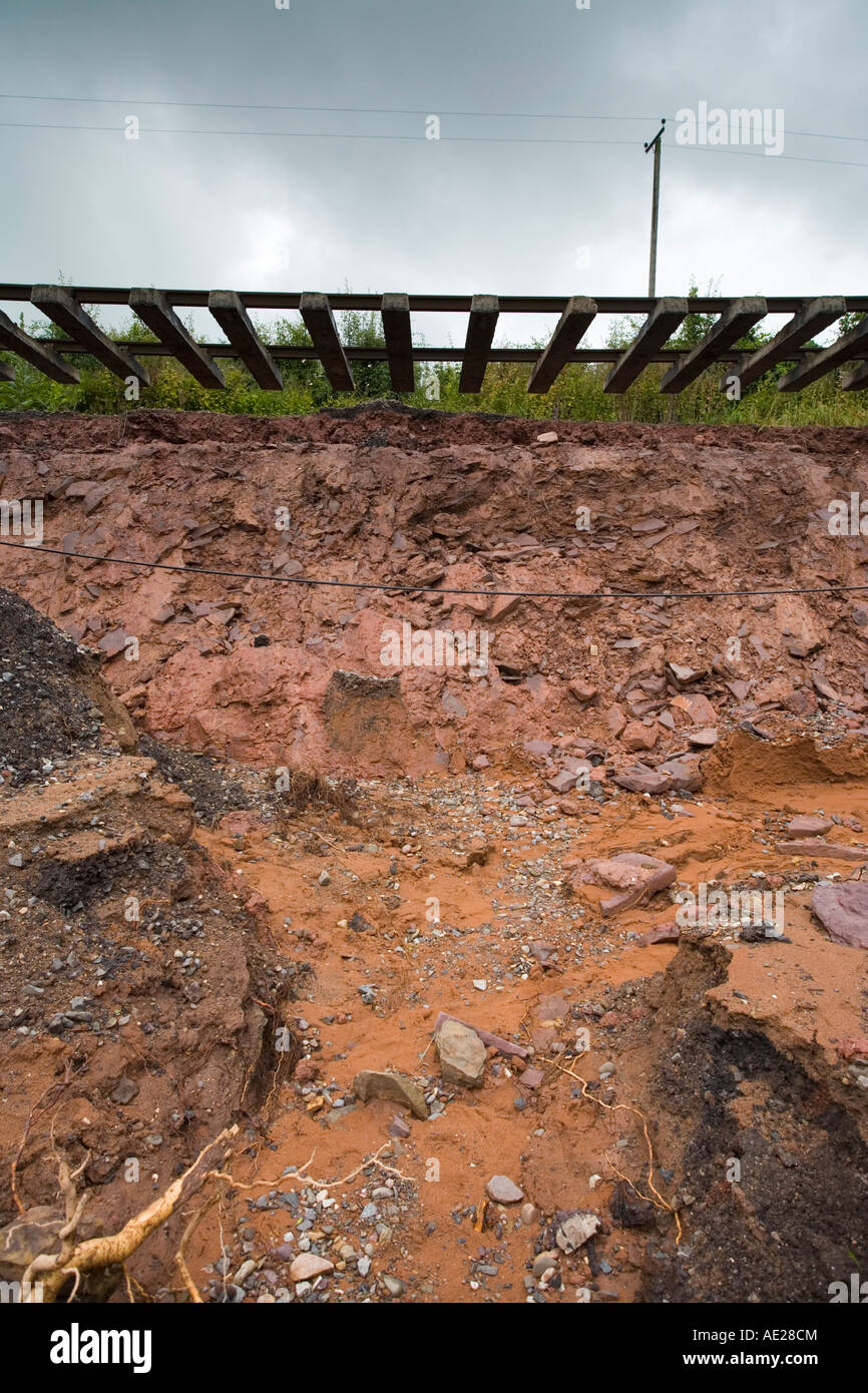 Landslip under railway bridge at Highley on the Severn Valley Railway ...