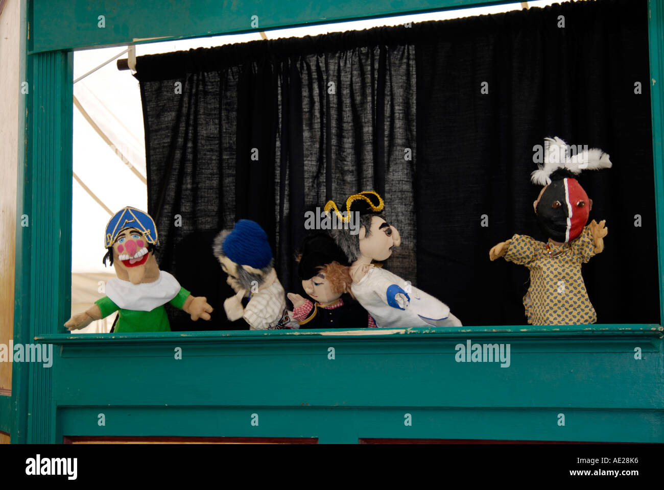 Puppet show in circa 1700 historical costumes put on for children Stock ...