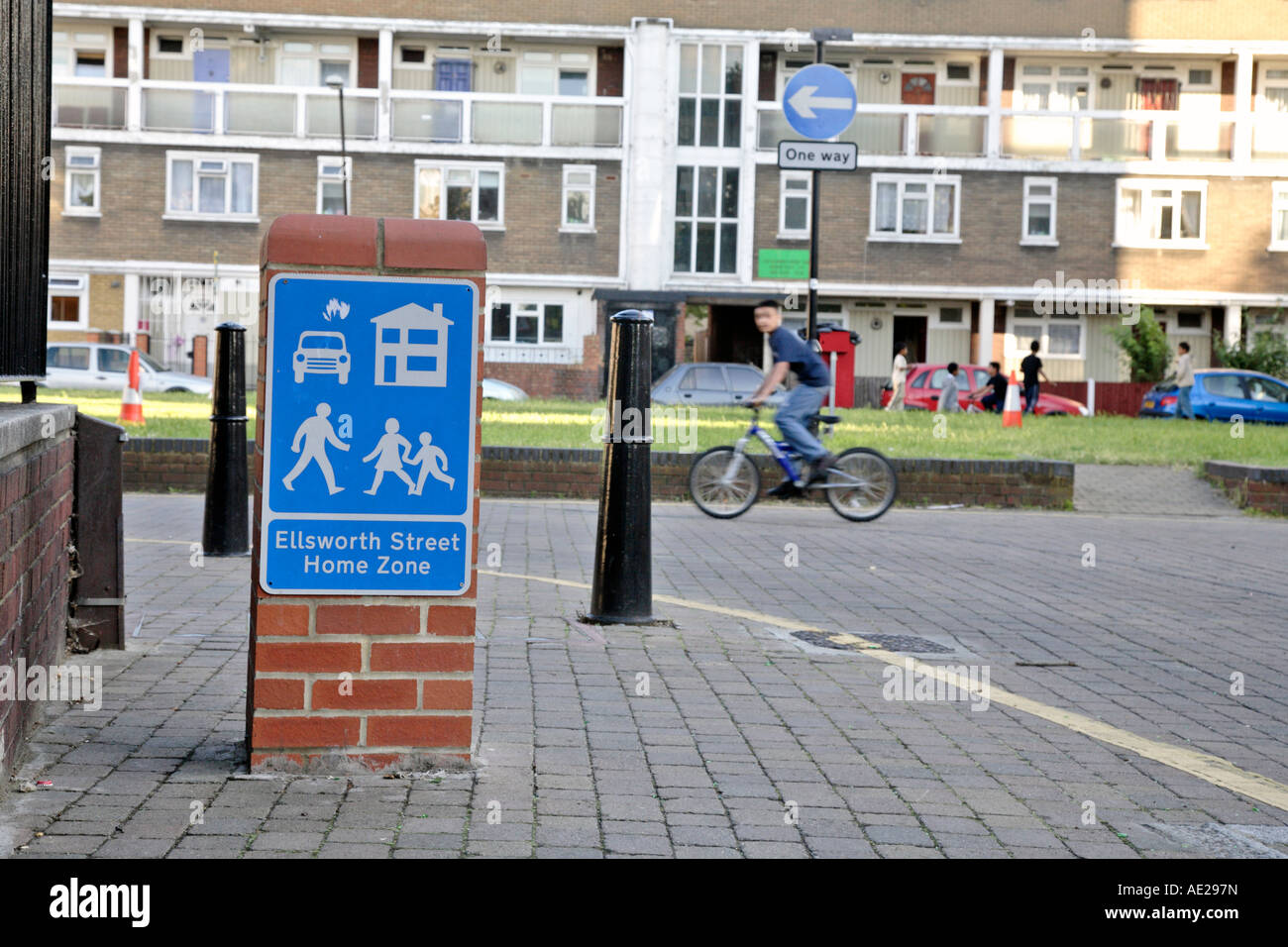 a London "home zone" area where cars are banned Stock Photo - Alamy