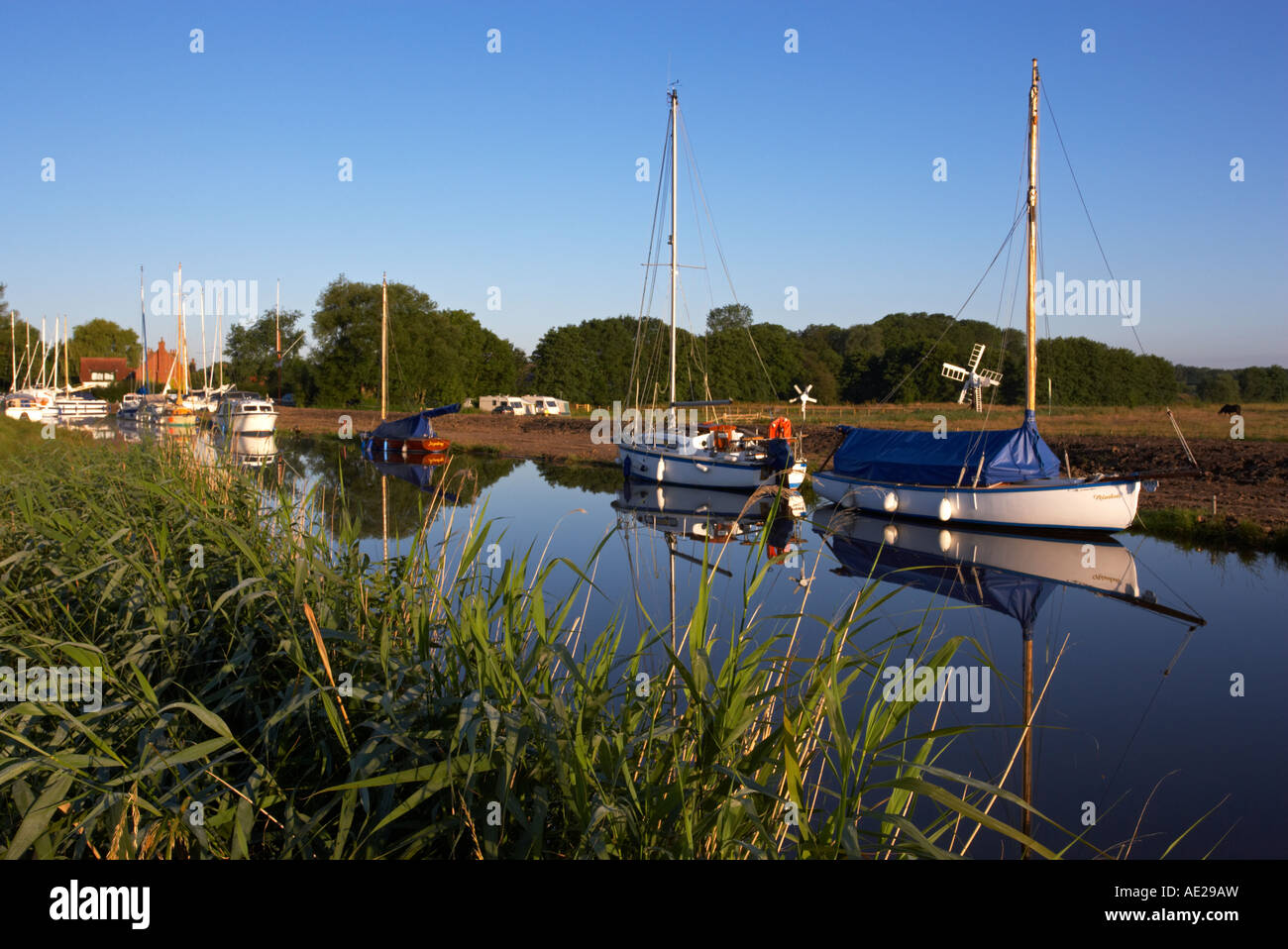 Upton Staithe in the Norfolk Broads on a summer morning Stock Photo - Alamy