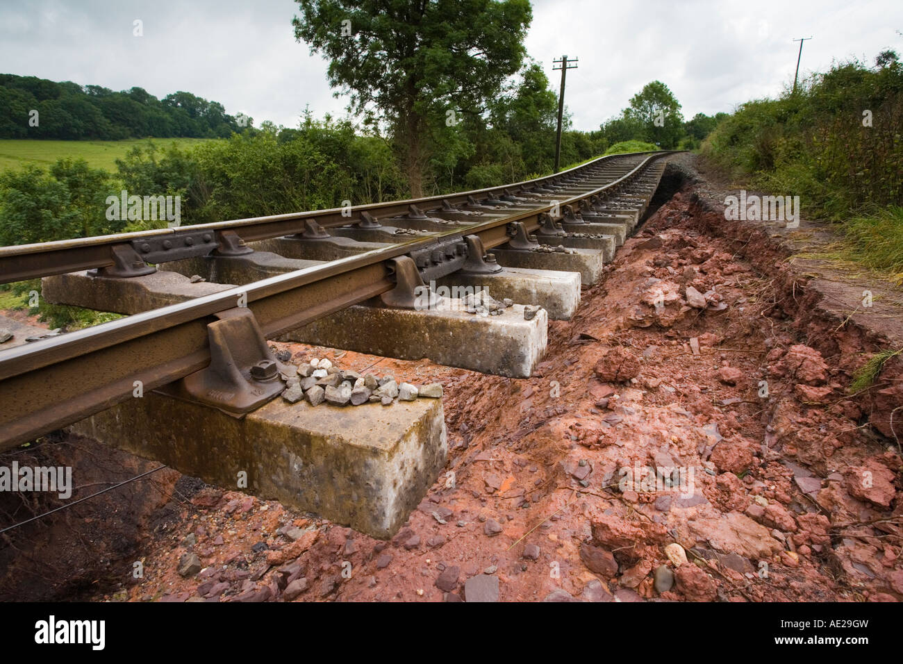Landslip under railway bridge at Highley on the Severn Valley Railway ...