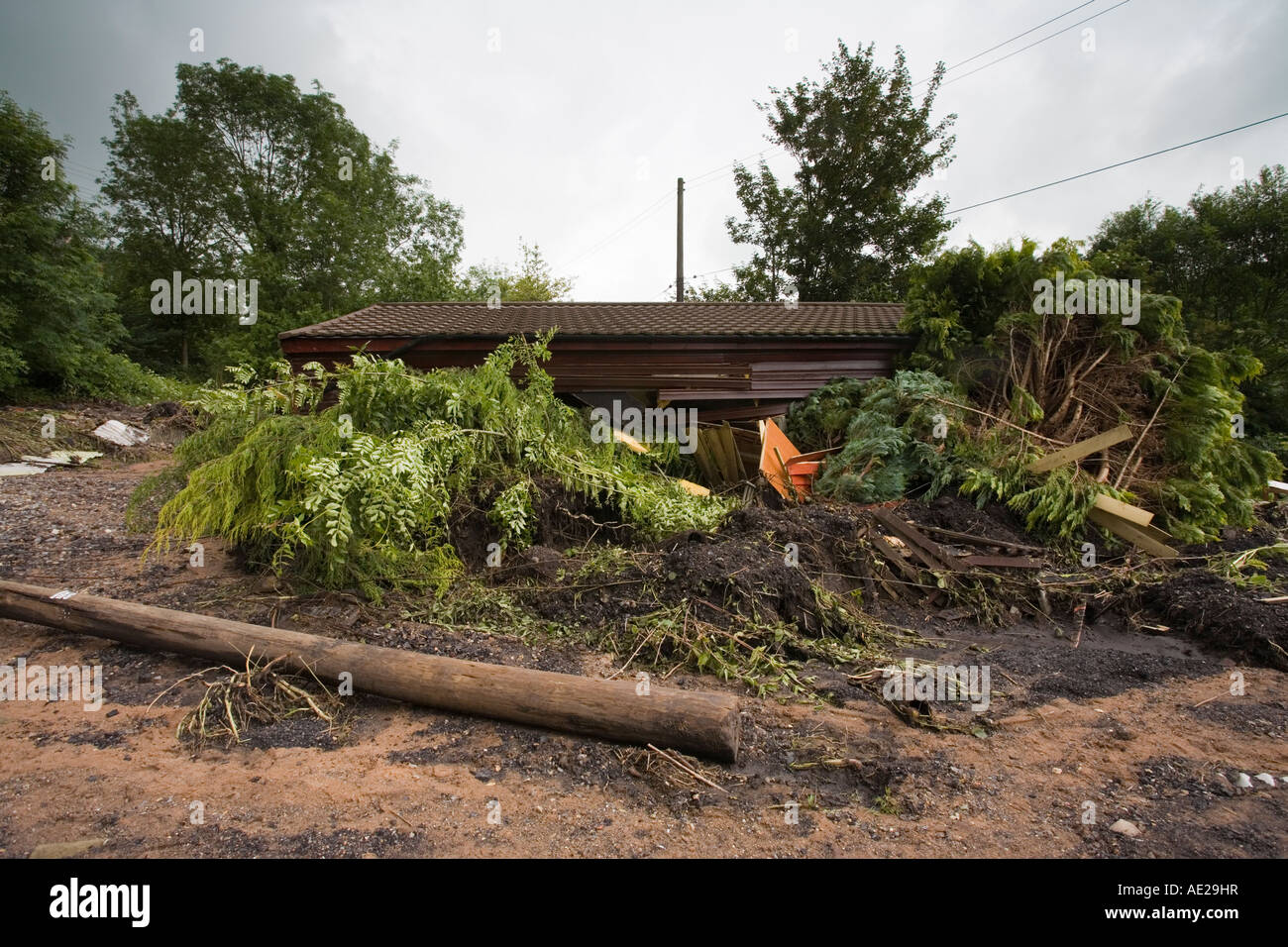Landslip under railway bridge at Highley on the Severn Valley Railway ...