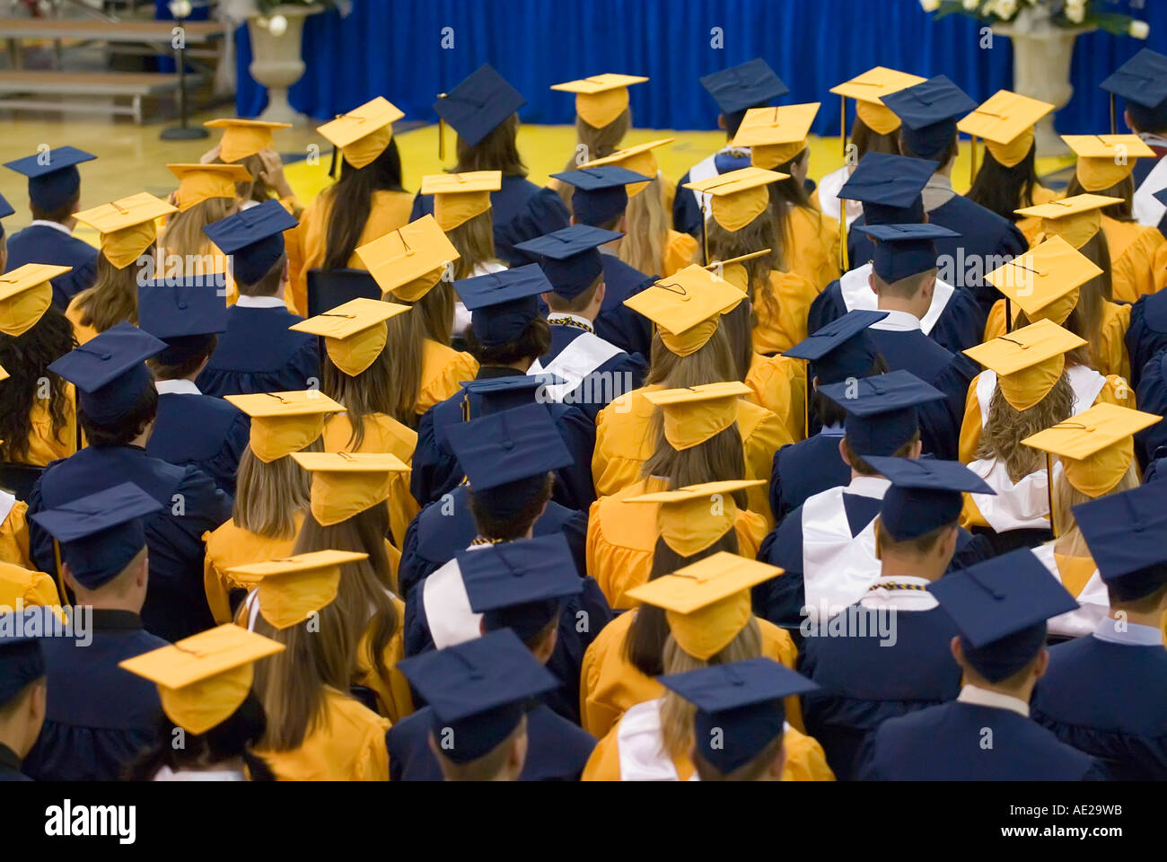Cap and gown Commencement high school graduation ceremonies at Port ...