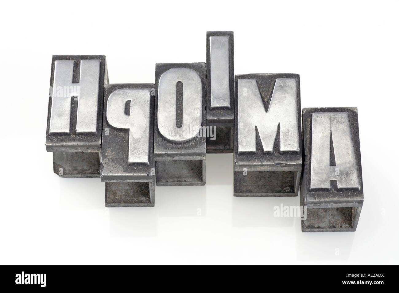 Lead letters on white background Stock Photo - Alamy