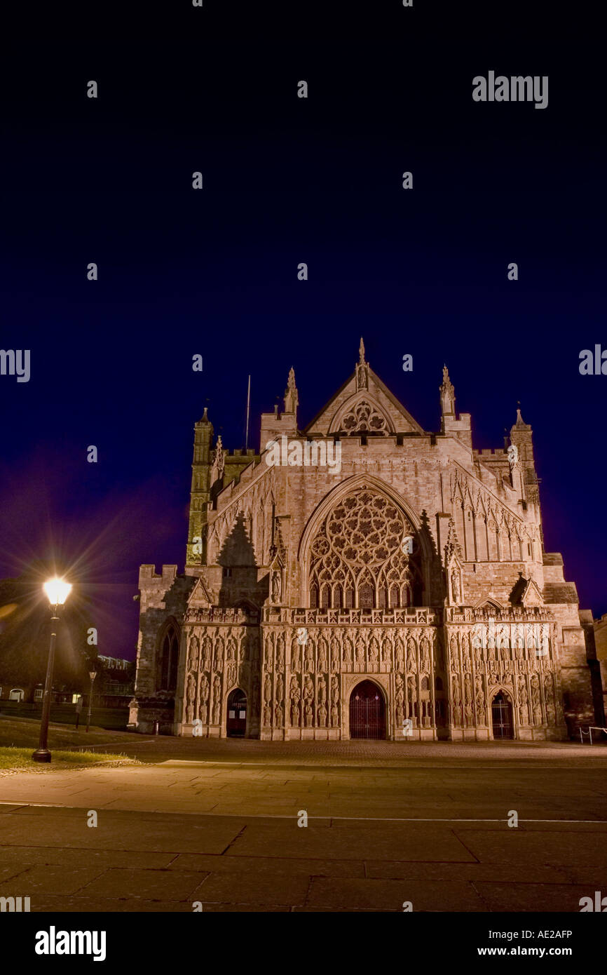 Exeter Cathedral at night Stock Photo - Alamy