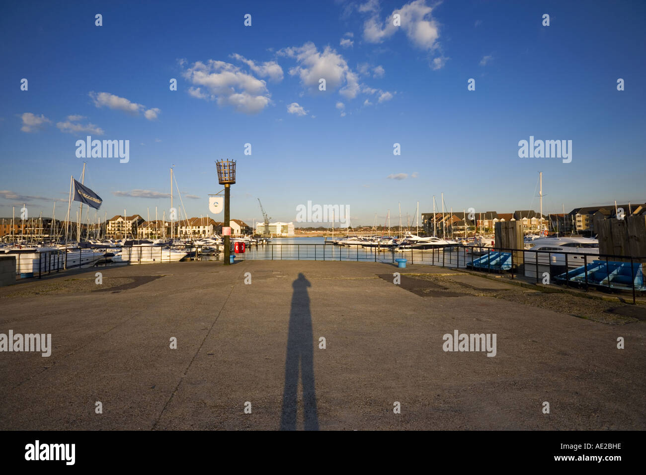 Ocean Village Marina Southampton UK ancient signal beacon Stock Photo ...