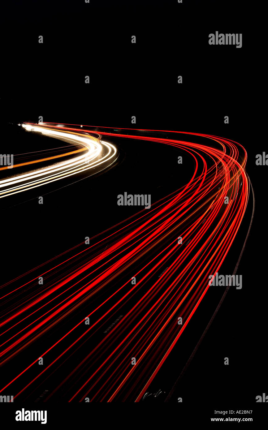 Truck and Car Light Patterns On Highway At Night Stock Photo - Alamy