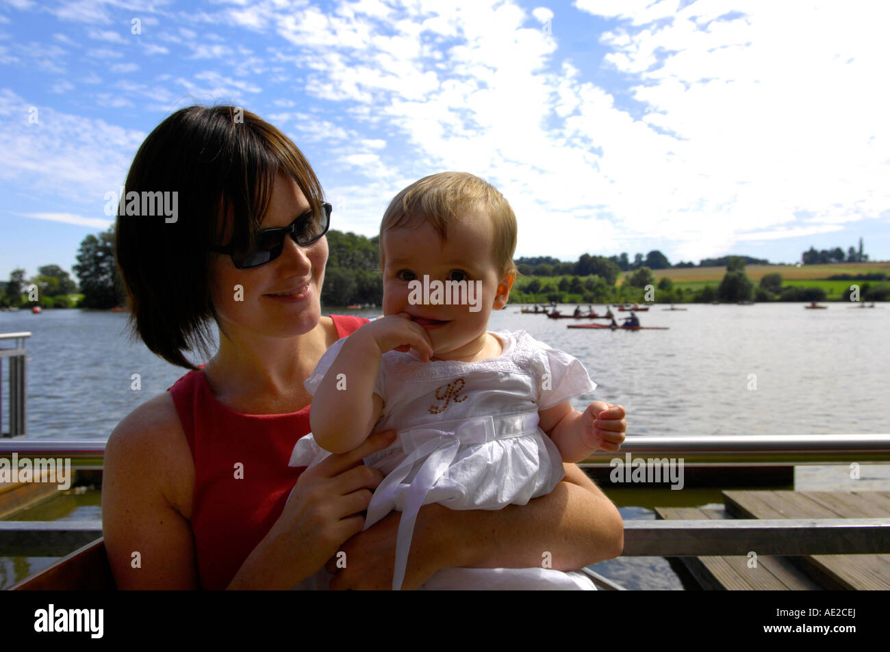 mother and baby lakeside Stock Photo - Alamy